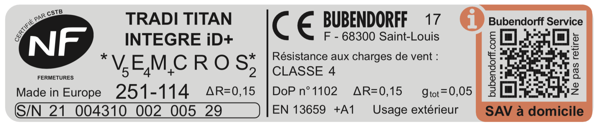 Numero Sn Bubendorff